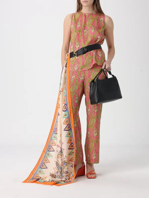 Etro Woven Belt With Gold Tone Buckle