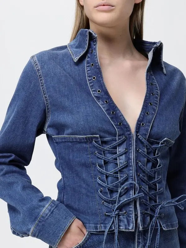 Liu Jo Long-sleeve Denim Corset Bustier