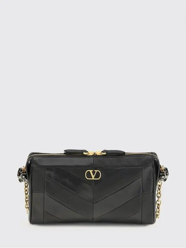 Valentino Garavani Panthea Quilted Chevron Leather Bag With Swarovski® Crystal Details - Black