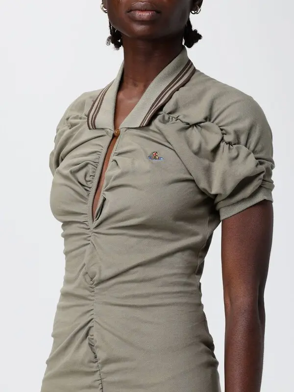 VIVIENNE WESTWOOD Ruched Polo Shirt Dress - Green