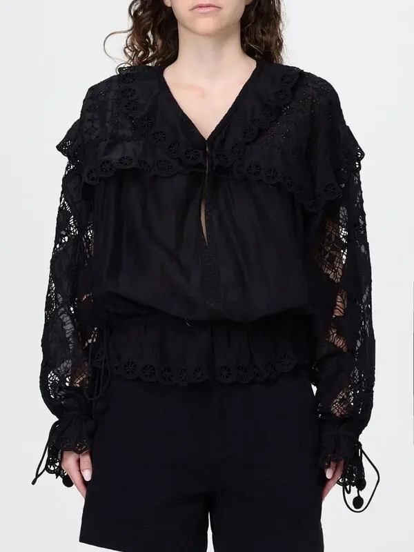 Isabel Marant Étoile Nowana V-neck Blouse With Embroidered Lace - Black