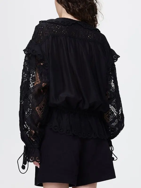 Isabel Marant Étoile Nowana V-neck Blouse With Embroidered Lace - Black