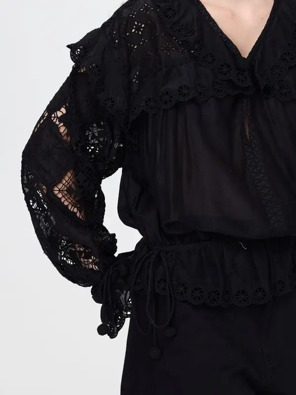 Isabel Marant Étoile Nowana V-neck Blouse With Embroidered Lace - Black