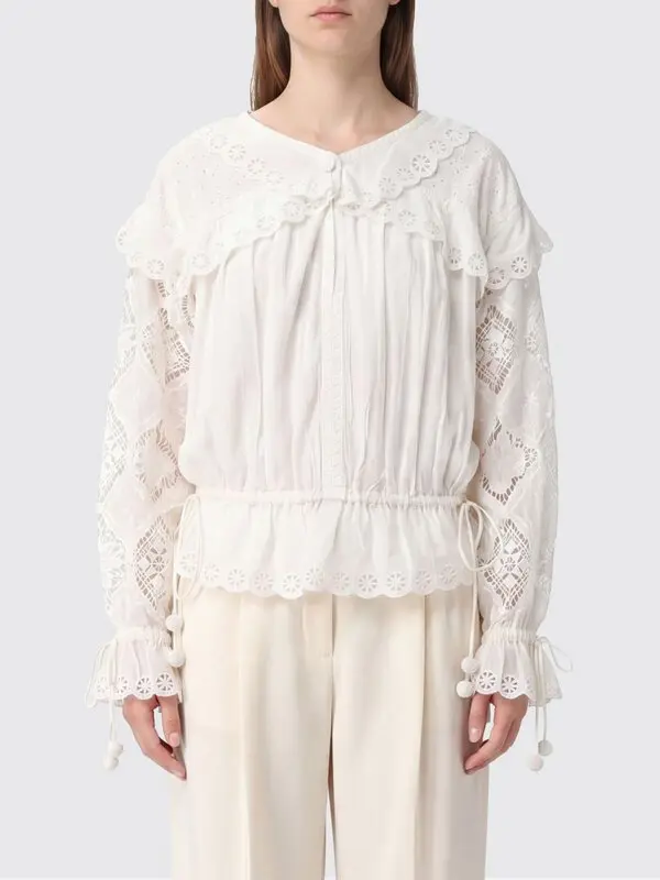 Isabel Marant Étoile Nowana V-neck Blouse With Embroidered Lace Inserts