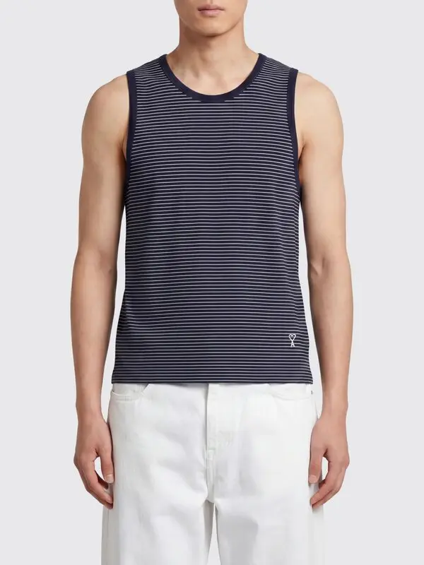 AMI Paris Slim Fit Cotton Tank Top With Round Neck