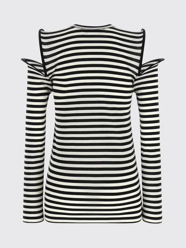 Junya Watanabe Slim Fit Striped Cotton Long-sleeved Top With Cut-outs - White