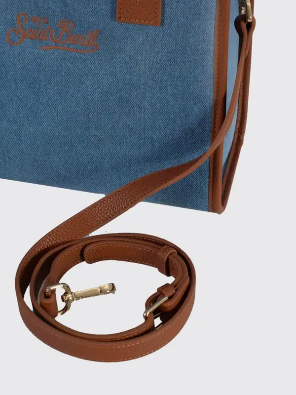 MC2 SAINT BARTH Cotton Twill Vanity Handbag With Embroidered Logo - Denim