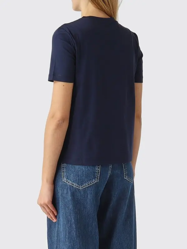 Max Mara Crew Neck T-shirt In Cotton Blend - Navy