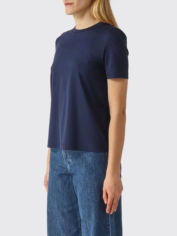 Max Mara Crew Neck T-shirt In Cotton Blend - Navy