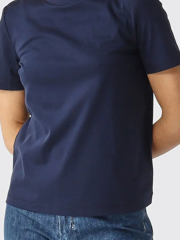 Max Mara Crew Neck T-shirt In Cotton Blend - Navy