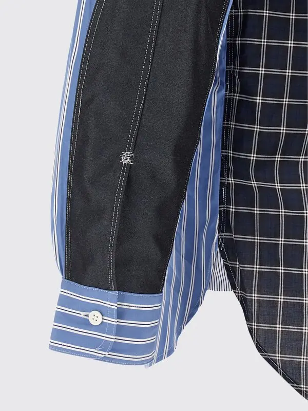Junya Watanabe Relaxed Fit Patchwork Cotton Shirt With Spread Collar
