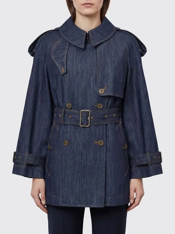 Burberry Short Double-breasted Denim Trench Coat