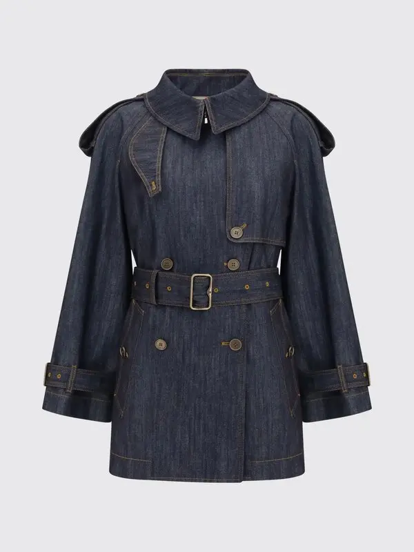 Burberry Short Double-breasted Denim Trench Coat