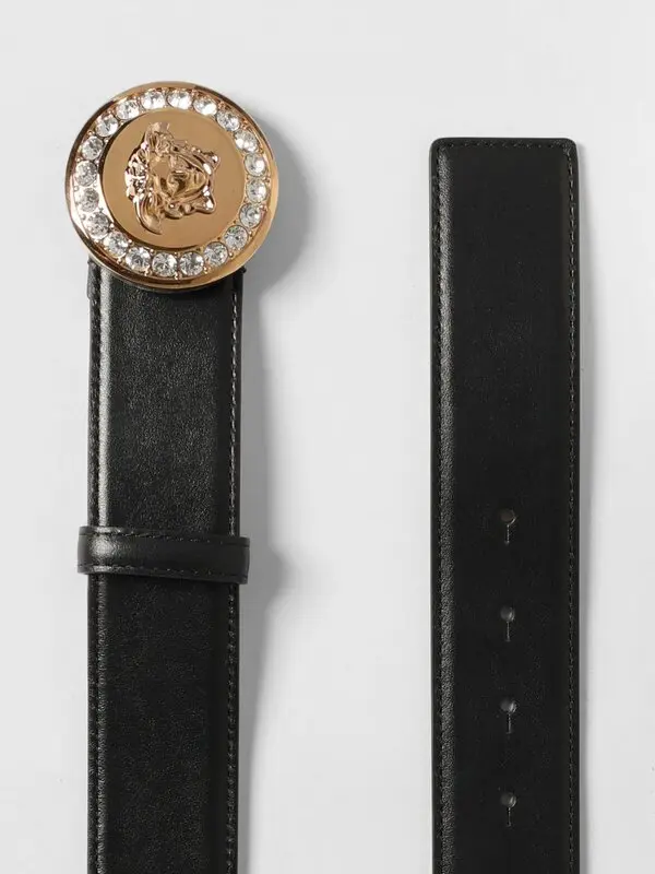 Versace Medusa Embellished Leather Belt