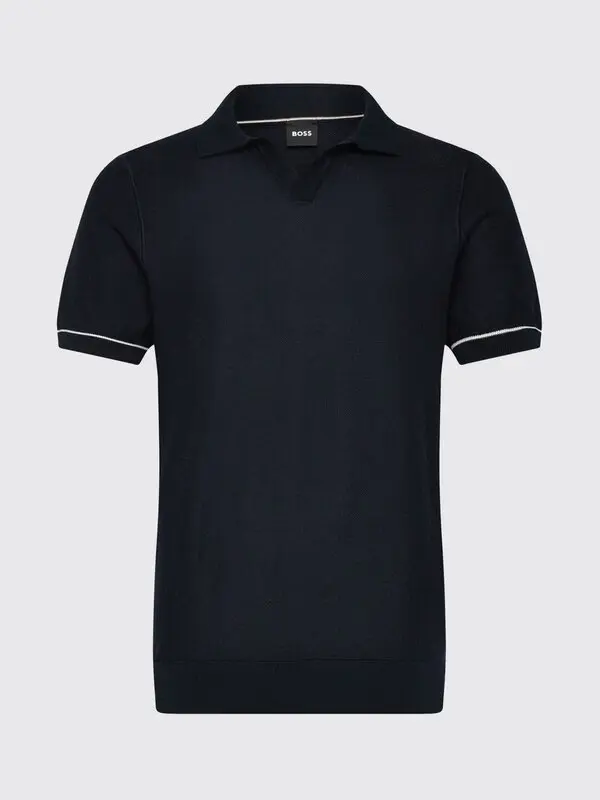 BOSS Cotton Knit Polo Shirt - Blue 1