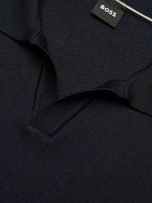 BOSS Cotton Knit Polo Shirt - Blue 1