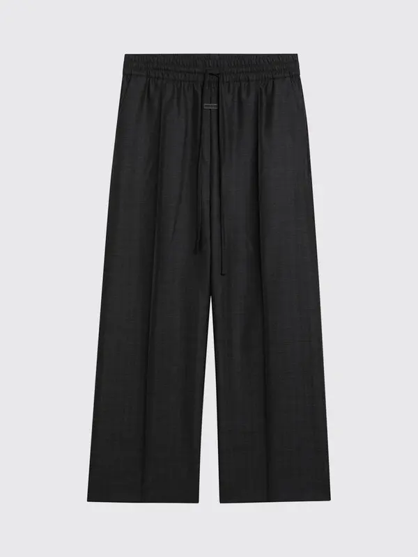 Fear Of God Wide-leg Virgin Wool Trousers With Drawstring Waist - Grey