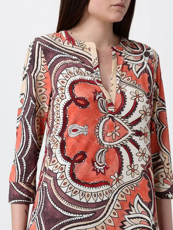 Malìparmi Ethnic Print V-neck Midi Tunic
