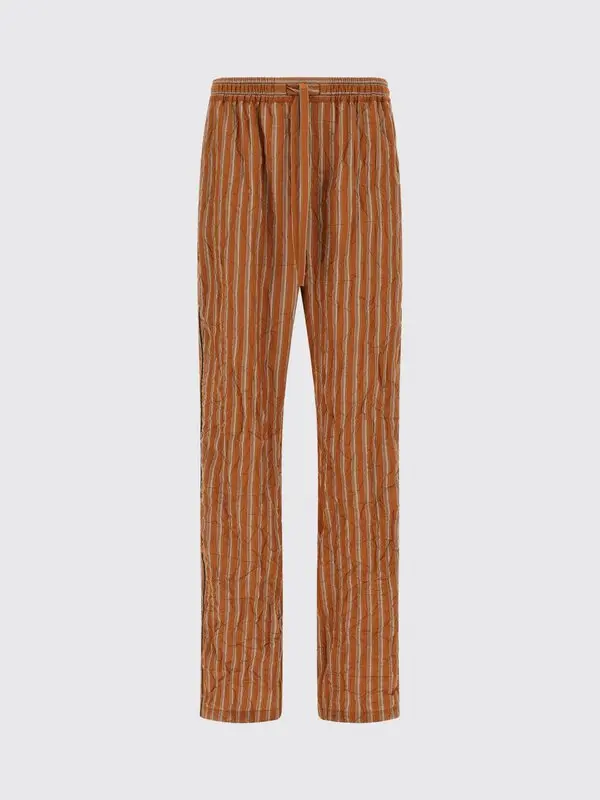 Dolce & Gabbana Striped Silk Blend Trousers With Drawstring