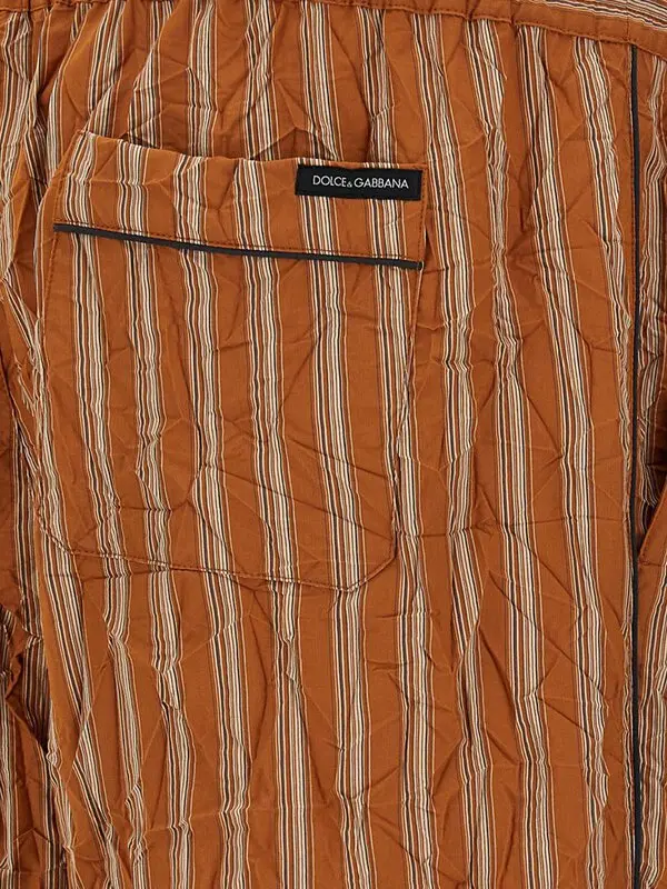 Dolce & Gabbana Striped Silk Blend Trousers With Drawstring