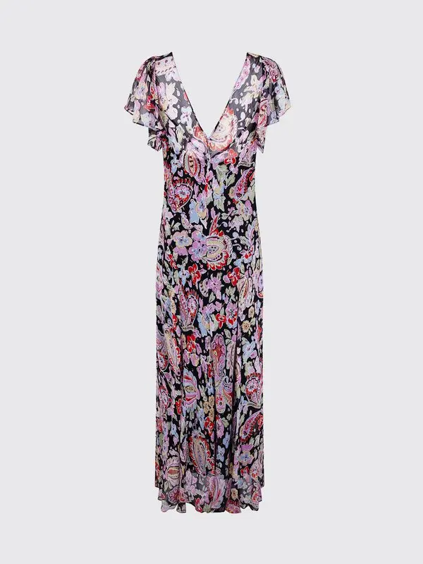 Rixo Printed Viscose Long Dress