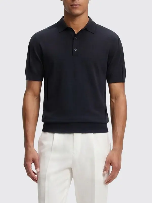 BOSS Virgin Wool Knit Polo Shirt