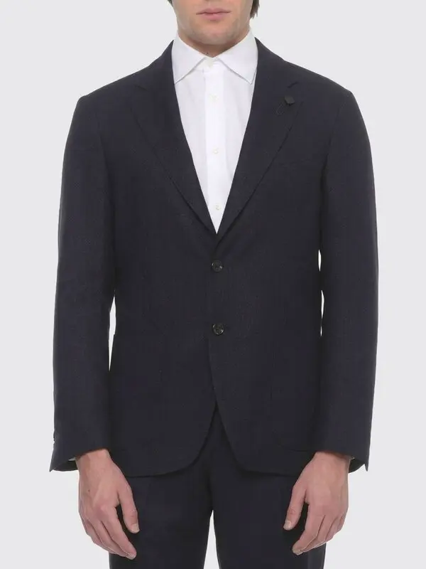 LARDINI Single-breasted Blazer In Virgin Wool And Linen