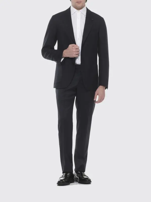 LARDINI Single-breasted Blazer In Virgin Wool And Linen