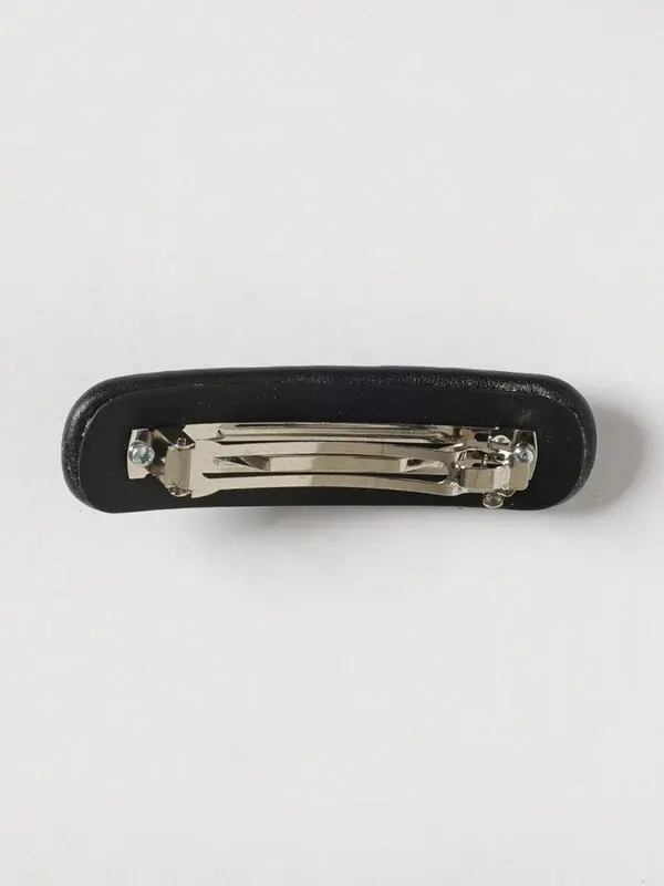 Versace Leather Hair Clip With Studs And Rhinestones