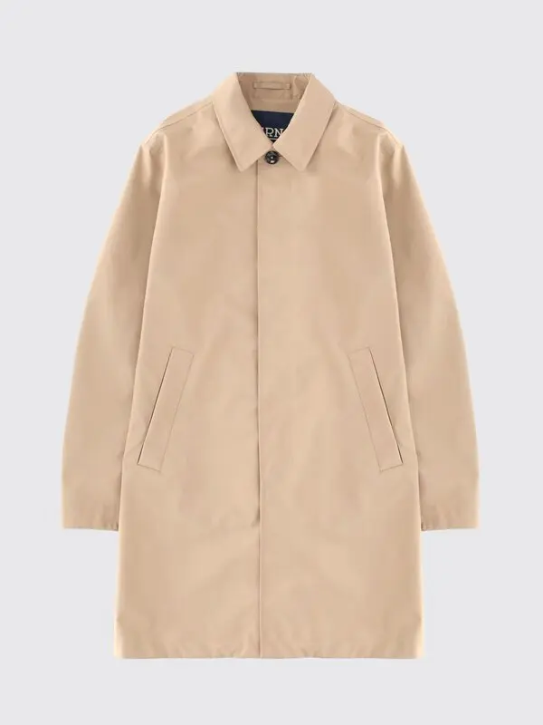 Herno Knee-length Technical Fabric Raincoat With Classic Collar