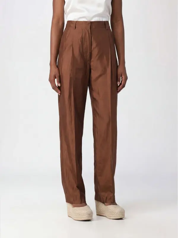 THELATEST High-waisted Straight-leg Satin Pants - Brown