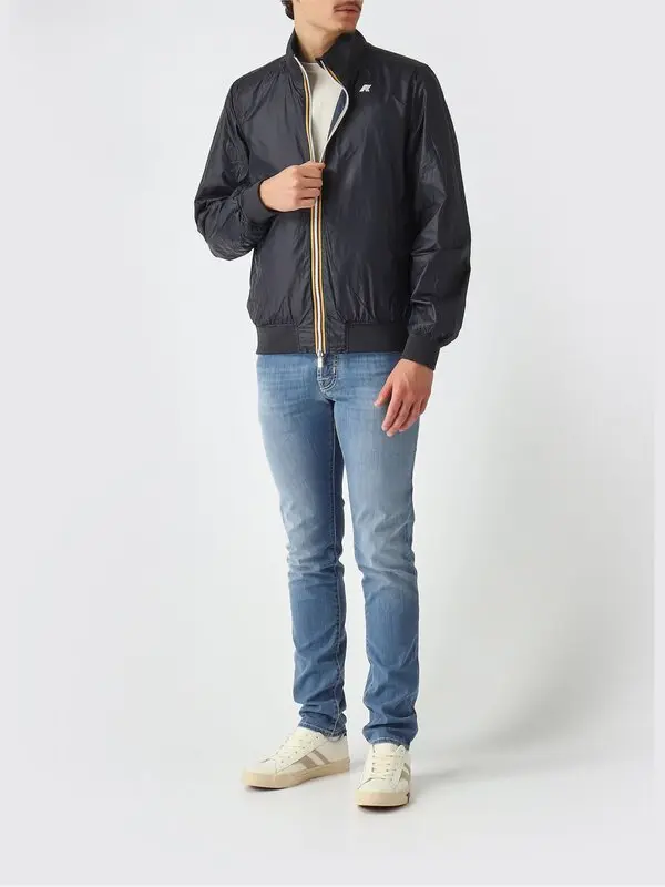 K-WAY Arsene Plus.2 Nylon Bomber Jacket With Logo - Blue