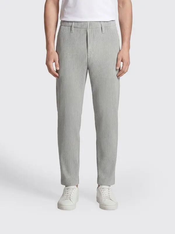 Issey Miyake Pleated Slim Fit Crêpe Trousers Homme Pliss - Grey