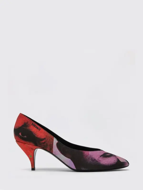Versace Graphic Print Silk And Leather Pumps - Multicolor