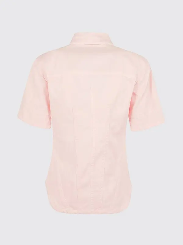 Sportmax Short-sleeved Cotton Denim Shirt With Patch Pockets