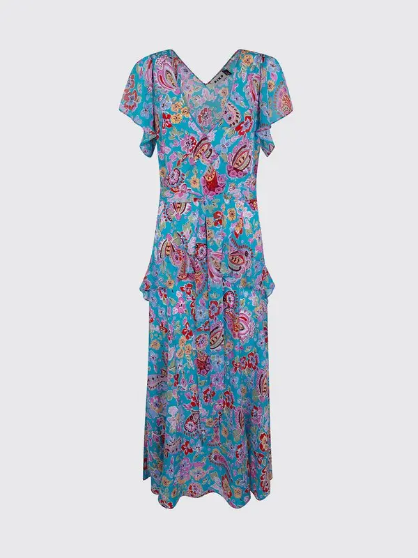 Rixo Floral Print Silk Midi Dress