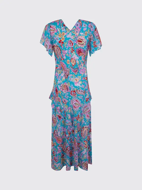 Rixo Floral Print Silk Midi Dress