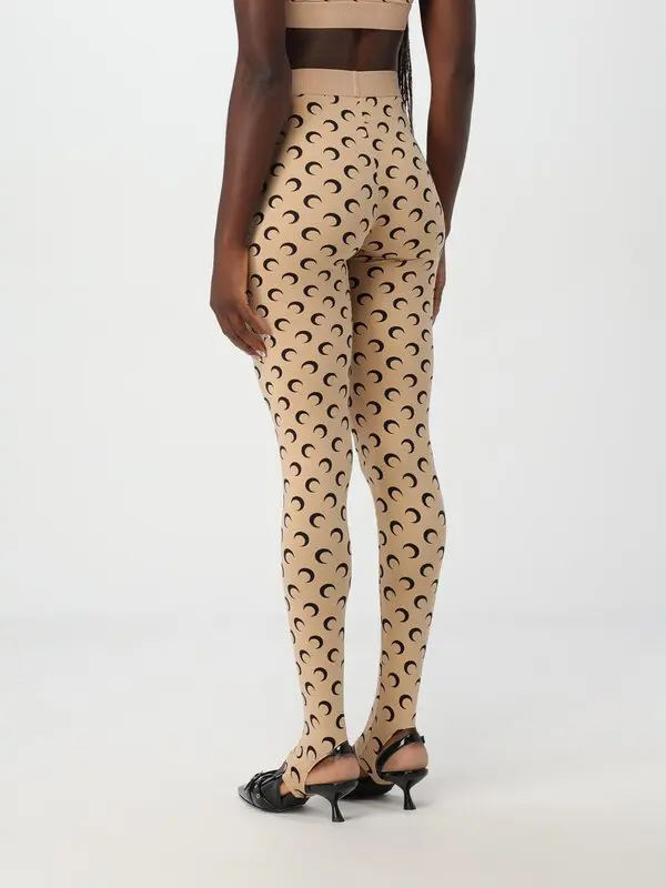 MARINE SERRE Crescent Moon Print Leggings - Beige