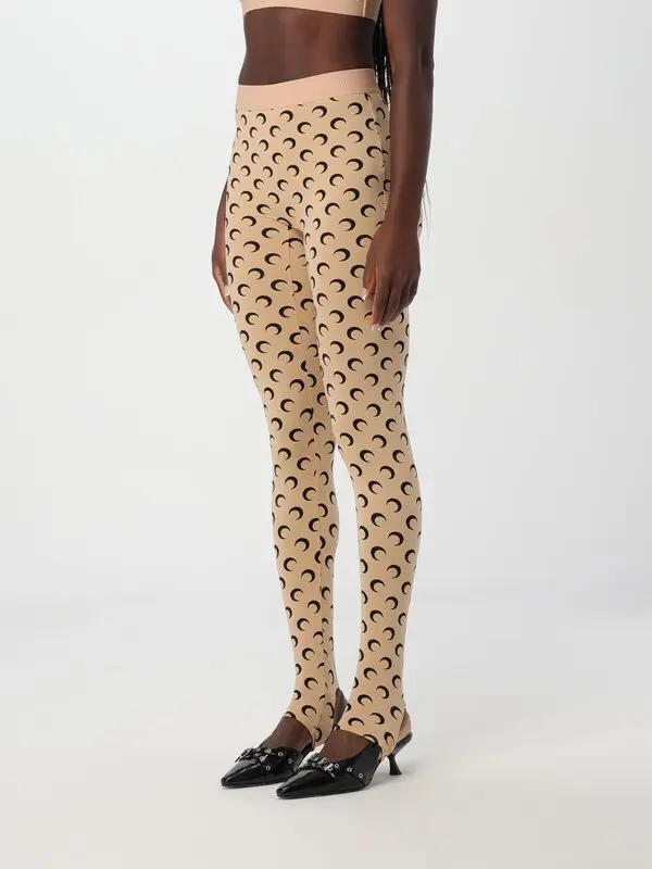 MARINE SERRE Crescent Moon Print Leggings - Beige