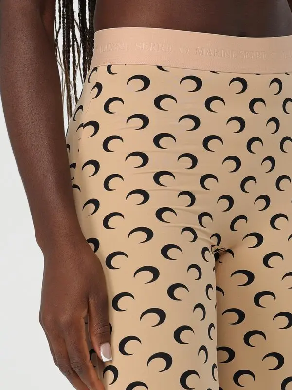 MARINE SERRE Crescent Moon Print Leggings - Beige