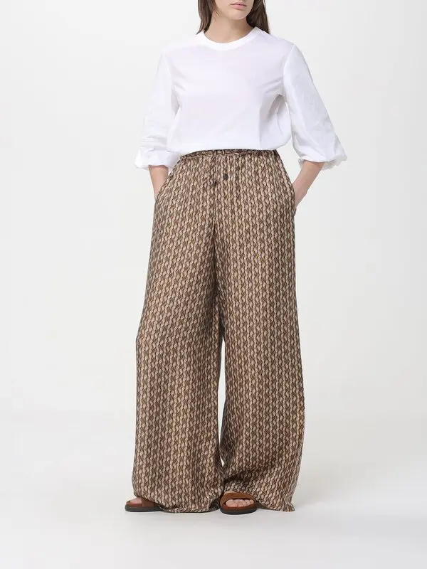 Max Mara Printed Silk Palazzo Trousers