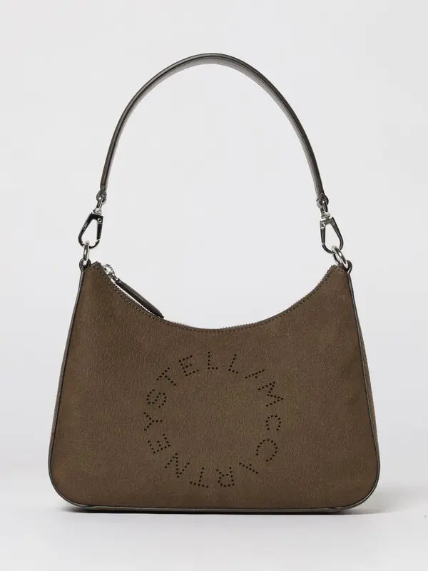 Stella McCartney Logo Perforated Shoulder Bag - Brown