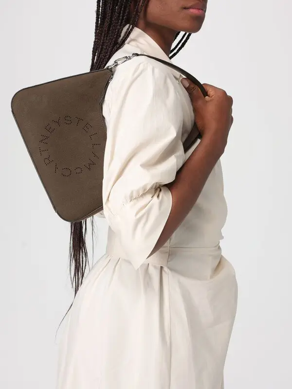 Stella McCartney Logo Perforated Shoulder Bag - Brown