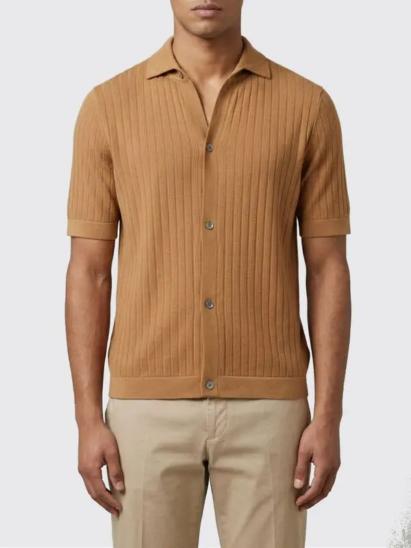 LARDINI Cotton Polo Cardigan