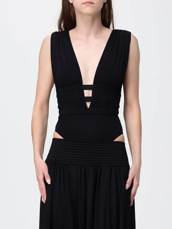 Alaïa Viscose V-neck Slim-fit Cut-out Top With Strap Detailing