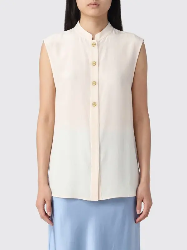 Le Kasha Sleeveless Silk Shirt With Mandarin Collar - Cream