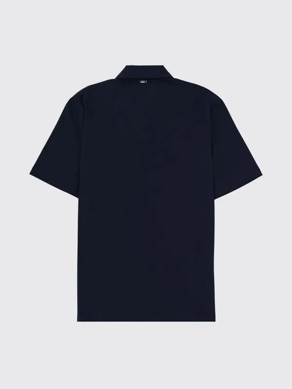 Herno Short-sleeved Cotton Polo Shirt With Classic Three-button Collar - Blue
