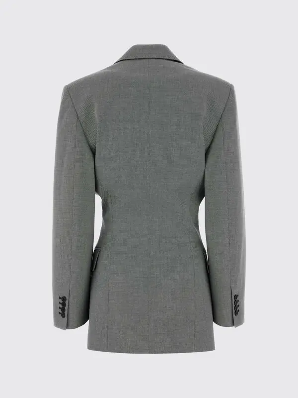 Attico Cropped Single-breasted Virgin Wool Blazer With Padded Shoulders
