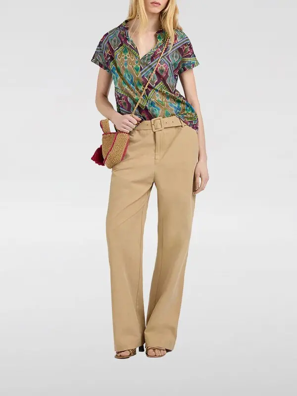 Momoni Ethnic Print Cotton Shirt With Short Sleeves