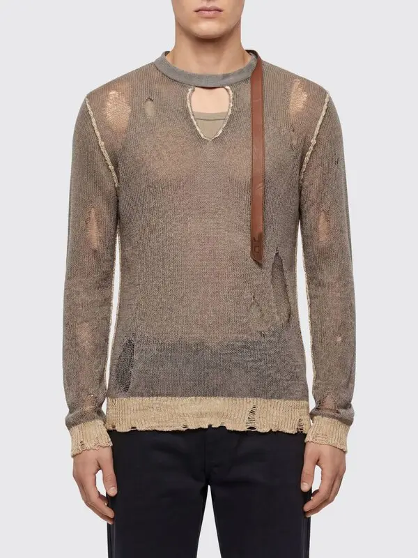 DIESEL® Crew Neck Distressed Knit Sweater